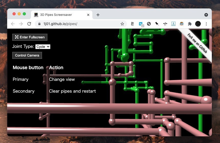 3D Pipes Screensaver - Windowsの3DパイプスクリーンセーバーをWebベースでリメイク | ソフトアンテナ
