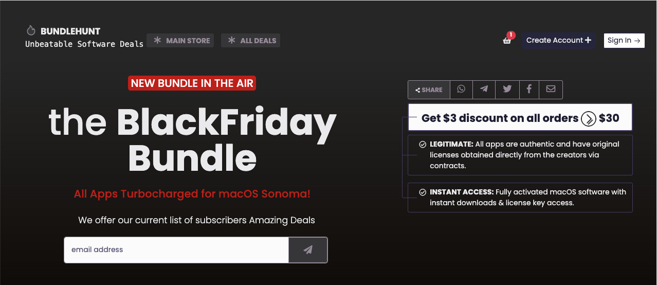 BundleHunt、42個のMacアプリを格安で販売する「the BlackFriday Bundle」セールを開催中宇 | ソフトアンテナ