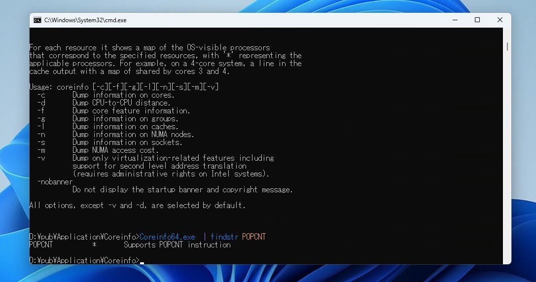 Coreinfo - "POPCNT"がサポートされているかどうかも一目瞭然。CPUの詳細情報を表示することができるSysinternals ...