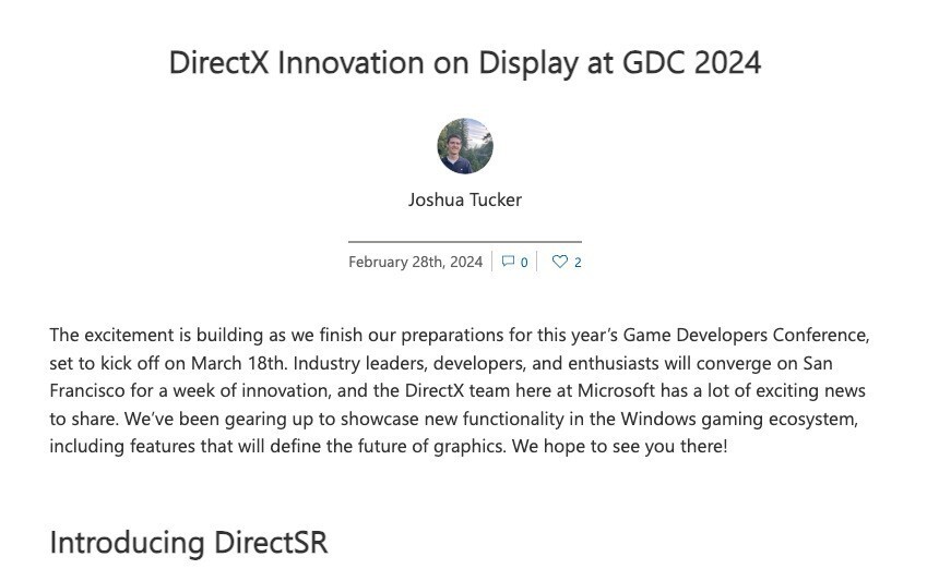 Microsoft、ゲームで超解像を実現する「DirectSR API」を正式に発表 | ソフトアンテナ
