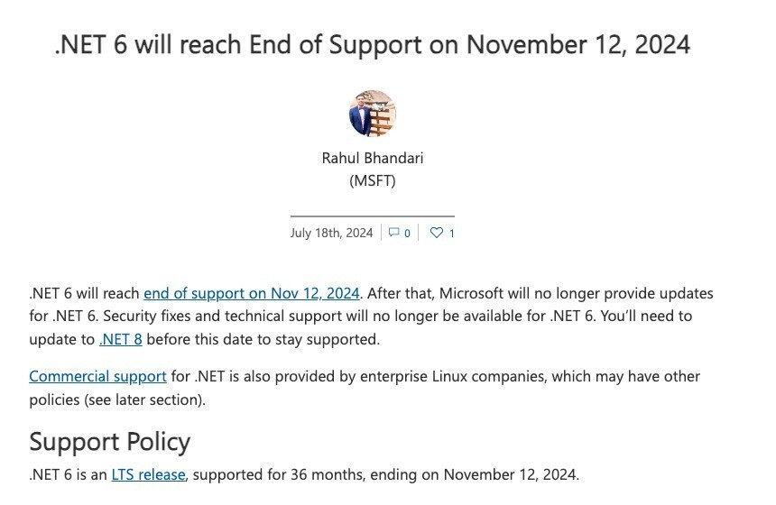 .NET 6のサポートが2024年11月12日に終了へ | ソフトアンテナ