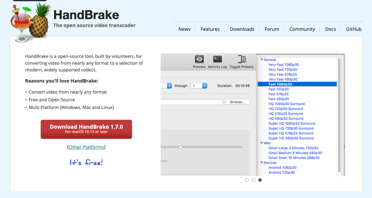 オープンソースのビデオトランスコーダー「HandBrake 1.7.0」がリリース | ソフトアンテナ