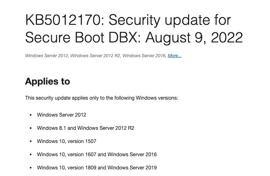 Microsoft、GRUBの「BootHole」脆弱性を修正するKB5012170を公開 | ソフトアンテナ