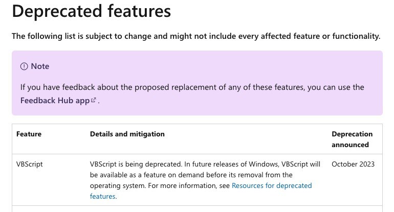 Microsoft、VBScriptを非推奨化し将来のWindowsから削除へ | ソフトアンテナ