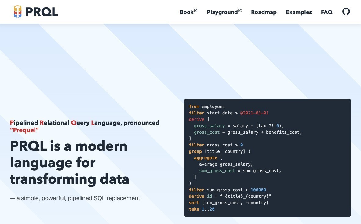 PRQL - SQLを置き換えを目指すモダンなデータ変換言語 | ソフトアンテナ