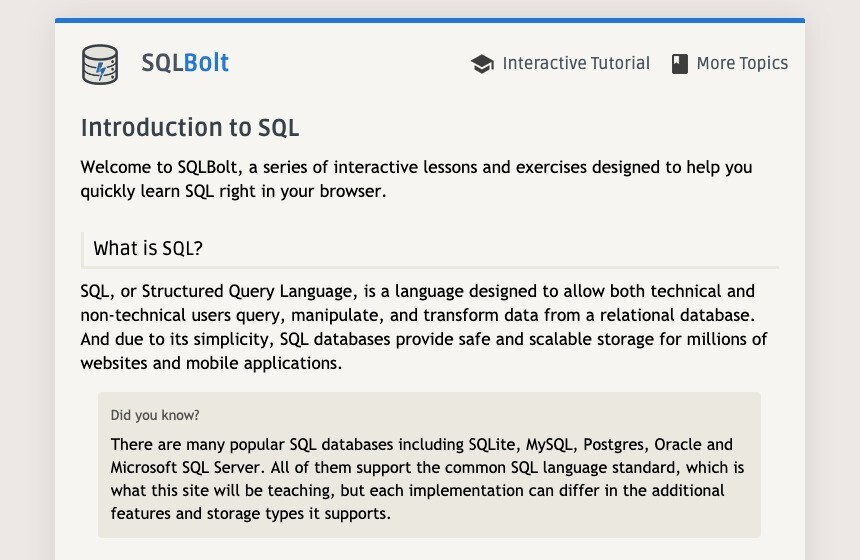 SQLBolt - SQLをインタラクティブに学習できるWebサイト | ソフトアンテナ