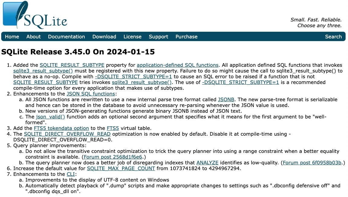 SQLite 3.45がリリース - JSON関数がJSONBをサポートしパフォーマンスが大幅に向上 | ソフトアンテナ