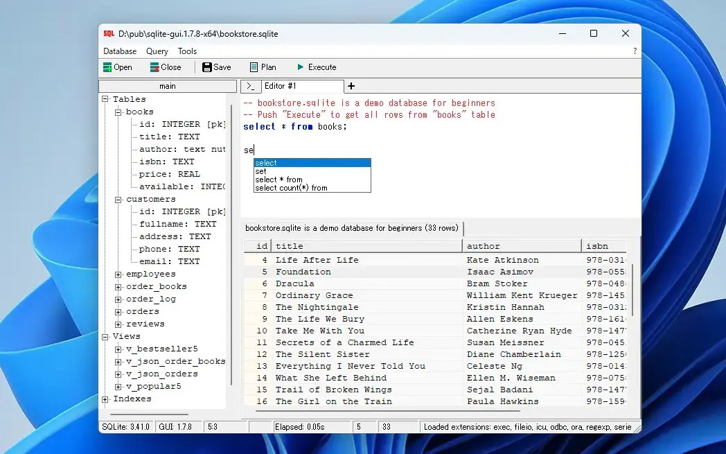 sqlite-gui - Windows用の軽量かつパワフルなSQLiteエディタ | ソフトアンテナ