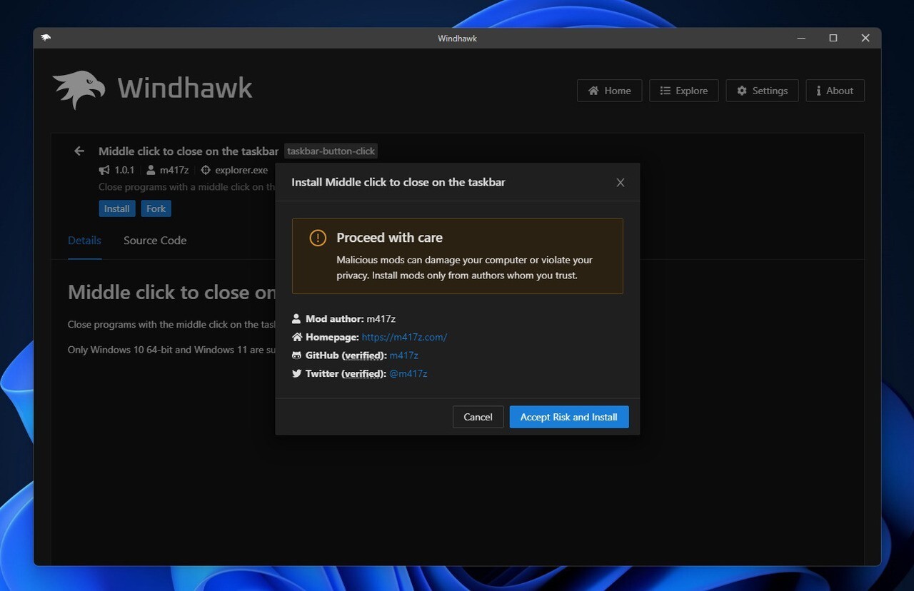 Windhawk - さまざまなWindows用の「Mods」をインストールすることができるフリーソフト | ソフトアンテナ