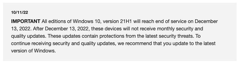 Microsoft、Windows 10 21H1のサポート終了に伴いWindows 11 22H2へのアップグレードを推奨 | ソフトアンテナ