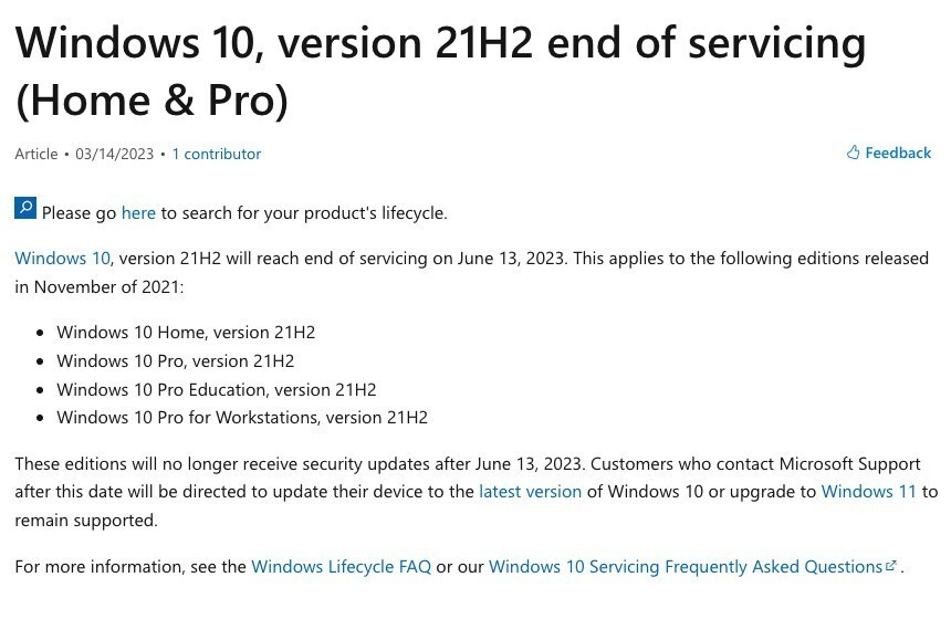 Windows 10 Version 21H2 Enterprise/Educationも6月にサポート終了へ | ソフトアンテナ