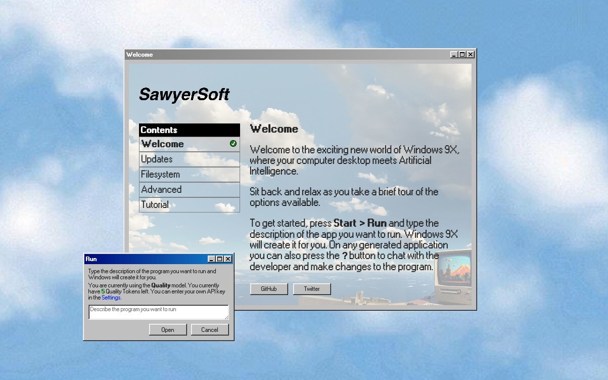全てのアプリをAIで生成できるレトロ風味の超先進的なOS「Windows 9x」 | ソフトアンテナ