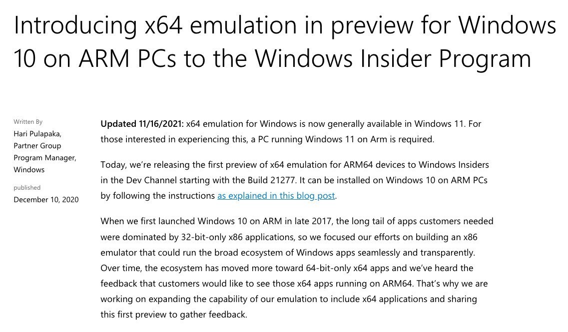 Microsoft、x64エミュレーション機能をWindows 11 on ARMで正式公開 - Windows 10 on ARMでは提供せ ...