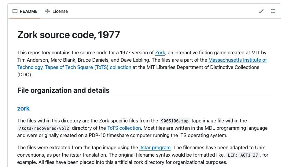 伝説のテキストアドベンチャーゲーム「Zork」の1977年版のソースコード | ソフトアンテナ